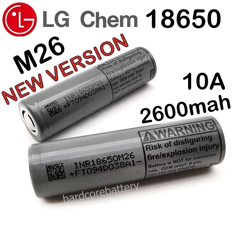 Authentic LG 18650 M26 2600mAh Lithium-ion Battery 10A 3.7v ...