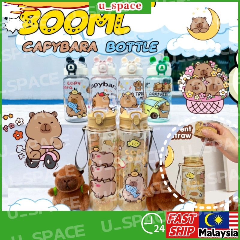 800ml Botol Air Capybara Kuromi Cinnamoroll Water Bottle Kids Straw Bpa ...