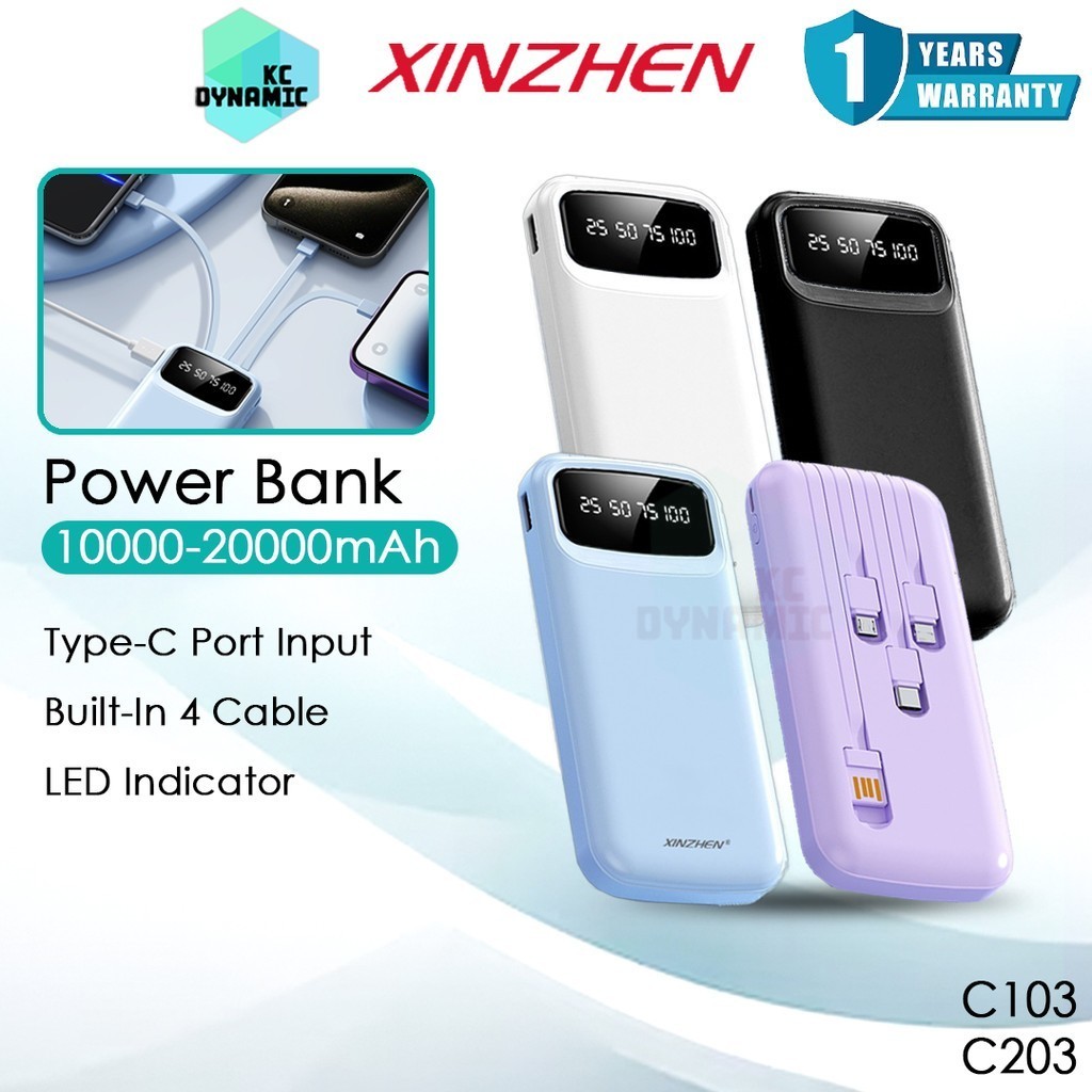 Xinzhen C103 10000mAh Powerbank 2.4A Built In Cable Power Bank Xinzhen C203 20000mAh Powerbank ...
