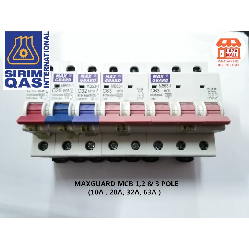 【SIRIM】 ORIGINAL MAXGUARD MCB 10A/20A/32A/63A SINGLE /3 PHASE Miniature Circuit Breaker 电表断路器 ...