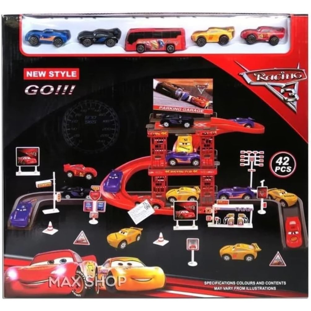 Cars Racing Track Car Toy 42 Pieces Parking Garage Toy Set for Kids ...