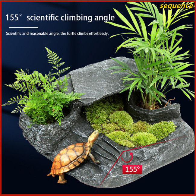 Se Turtle Basking Platform Hideout Cave House Climbing Platform Resin ...