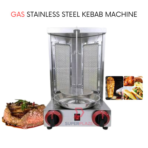Gas Stainless Steel Kebab Machine 2 Burners Commercial Shawarma Kebab ...