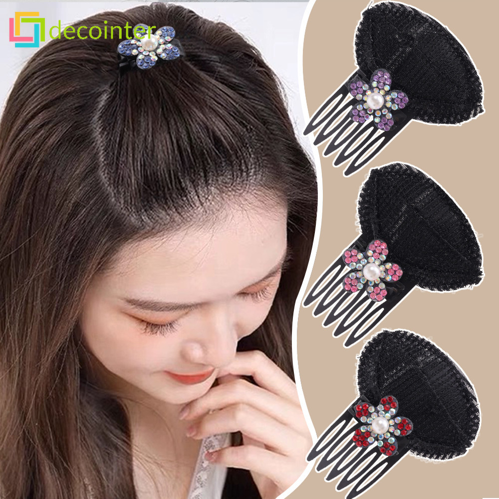 Flower Hair Fluffy Invisible Sponge Combs- Girl High Cranial Crest ...