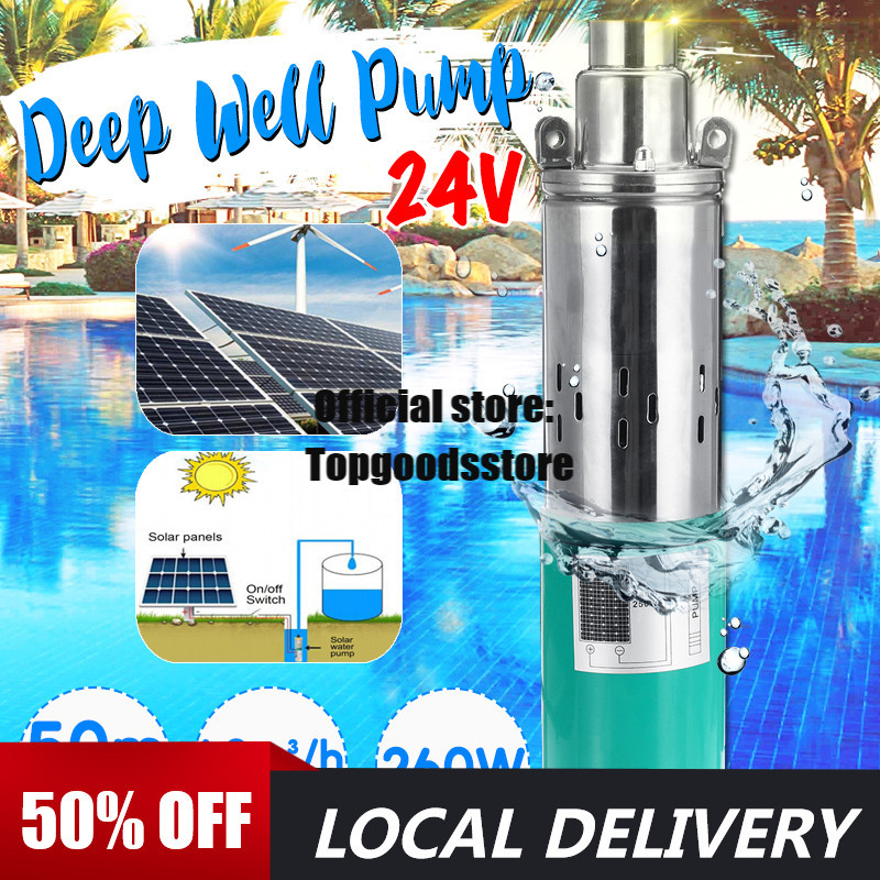 High Lift 50m Solar Water Pump Deep Well Pump 260W Submersible DC Pump ...