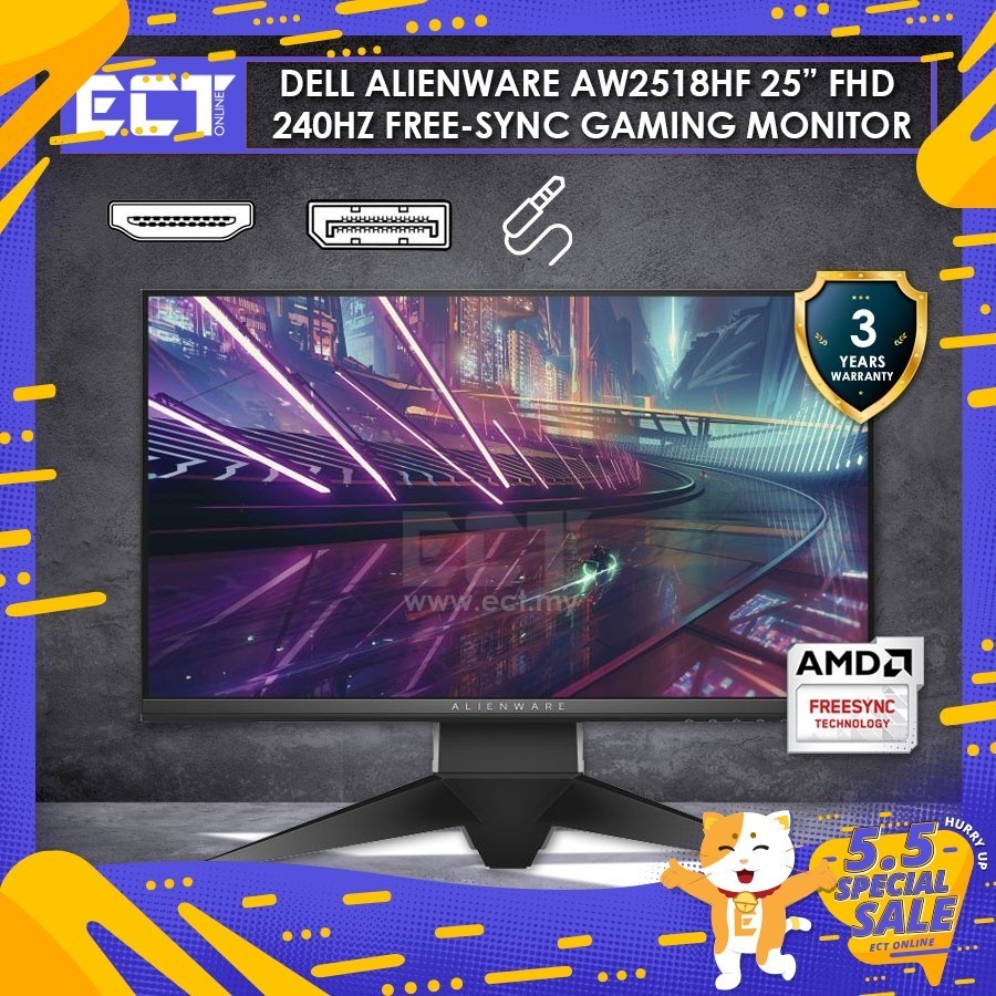 Dell Alienware AW2518HF 25" FHD 240Hz AMD Free-Sync Gaming Monitor (DP ...