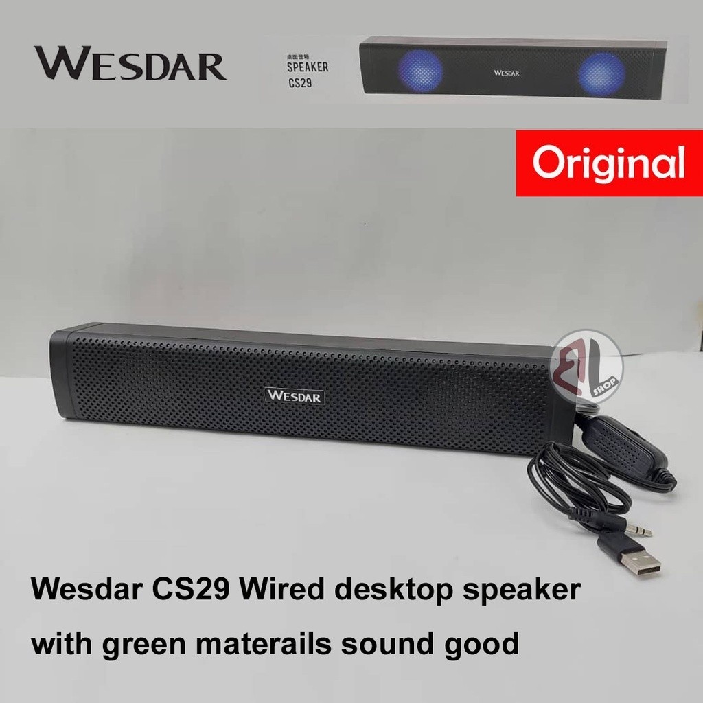 Official Wesdar CS29 Wired desktop Usb Power 3.5mm speaker with Led ...