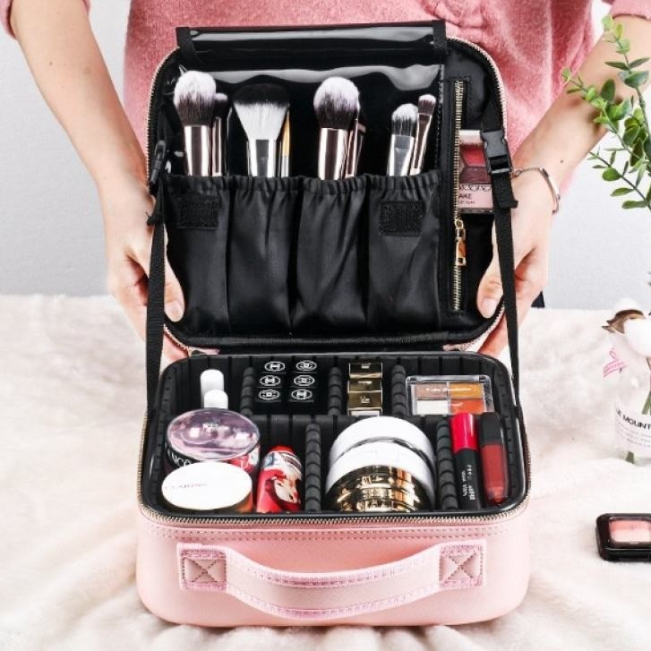 Cosmetic bag women's portable small cosmetics storage bag removable ...