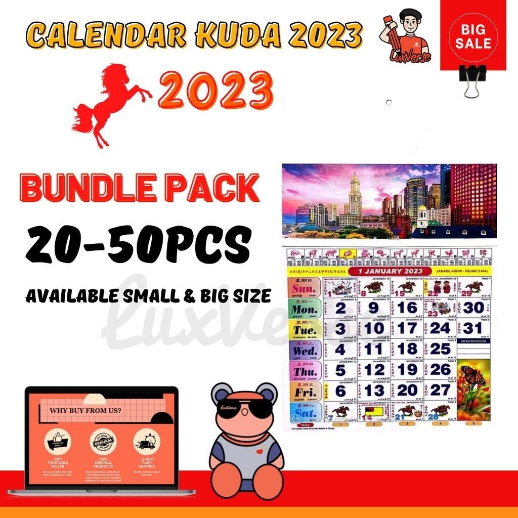 Hanging Calendar Bundle 20-50pcs Horse Kalendar Kuda 2025 Senerai Cuti ...