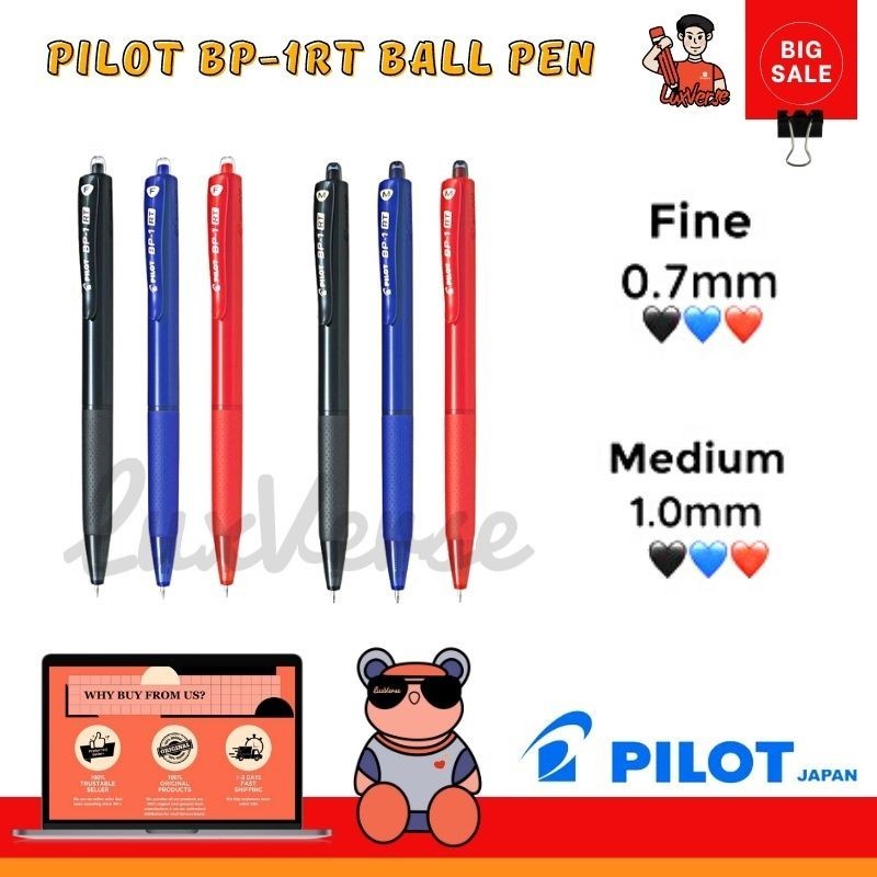 Pilot BP-1 RT Ball Pen - 0.7/1.0mm Black/Blue/Red BP1-RT 🔥ReadyStock🔥 | Shopee Malaysia