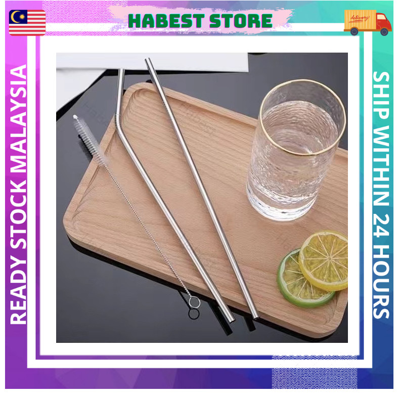 304 Stainless Steel 3IN1 Reusable StrawDrinking Straw Minuman Tahan ...