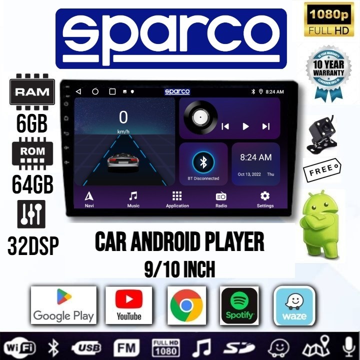 [6GB RAM+64GB ROM]2024 Newest Sparco Style Android Player 9"10" inch ...