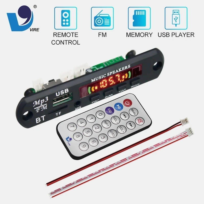 VIRE Bluetooth MP3 Decoding Board 5.1V 12V Wireless Bluetooth Audio ...