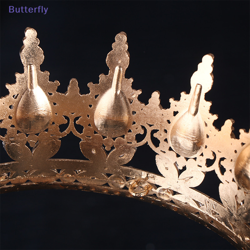 [Butterfly] 2024 New Baroque Round Wedding Crown Bridal Pageant ...