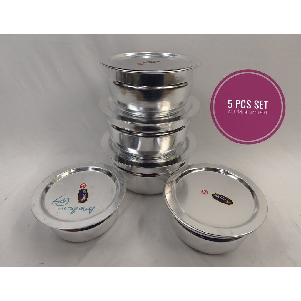 Aluminium Stock Pot Food/ Curry Containers With Lid G18939 | Shopee ...