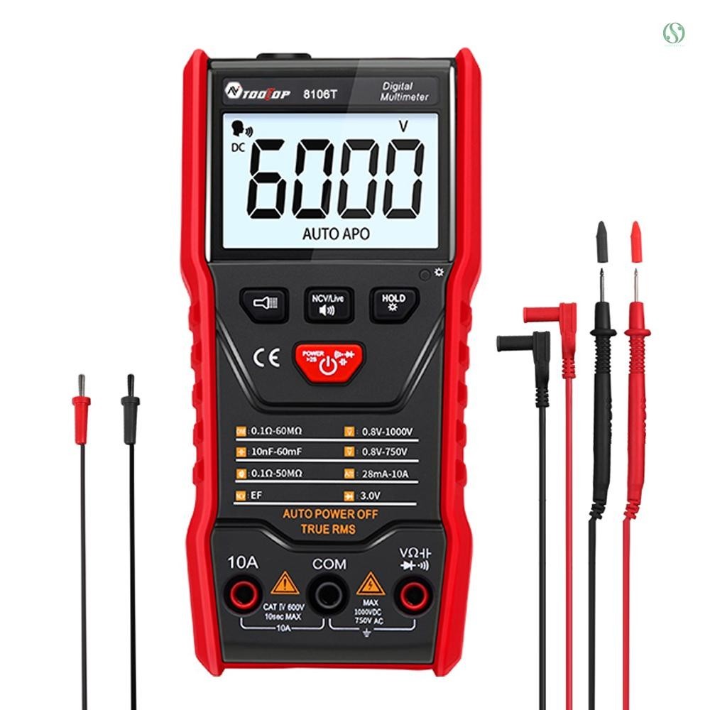 TOOLTOP Handheld Digital Multimeter 6000 Counts Display AC/DC Voltage ...
