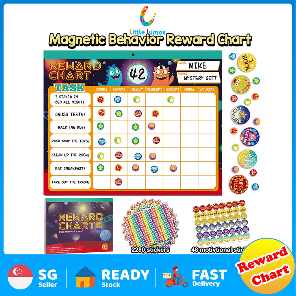 Magnetic Behavior Reward Charts with Stickers for Kids, Weekly Calendar ...