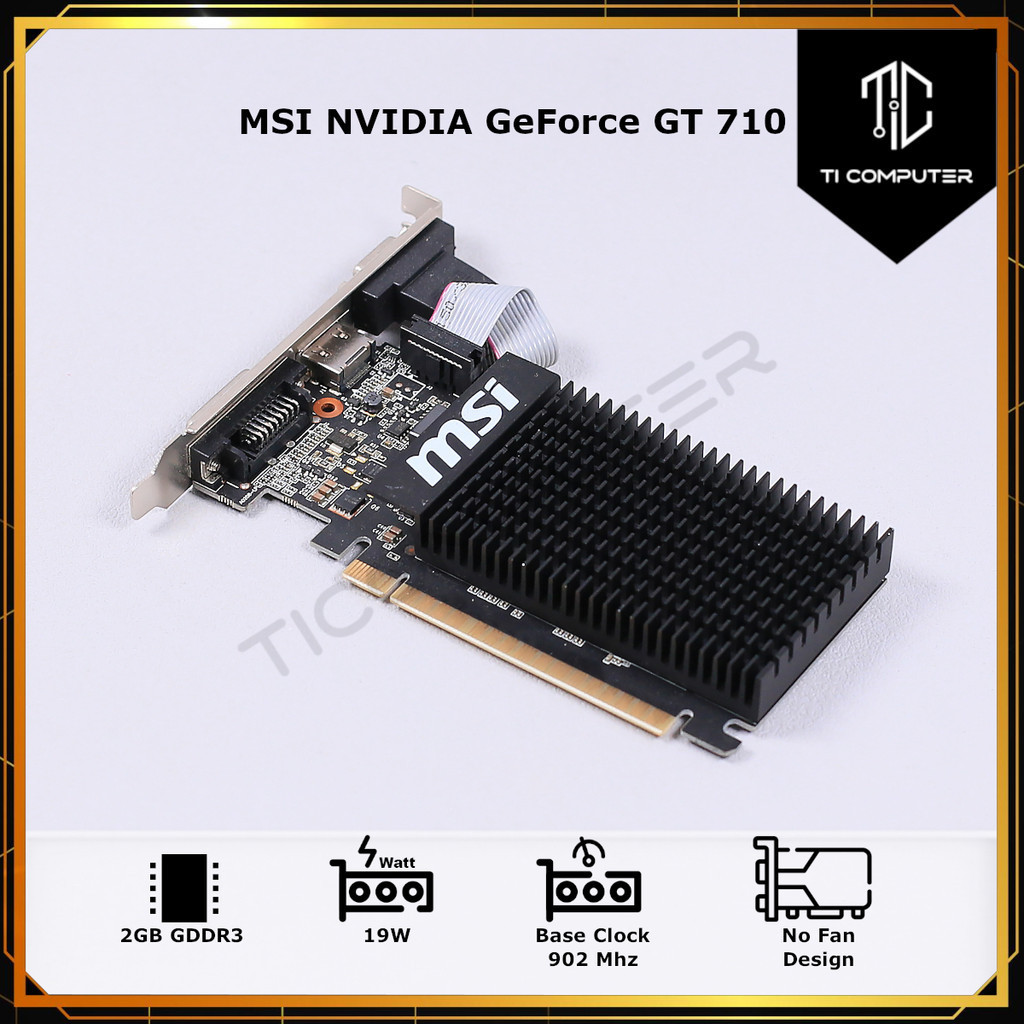 MSI NVIDIA GeForce GT710 Full Size Stardard Profile 2GB GDDR3 PCIe Used ...