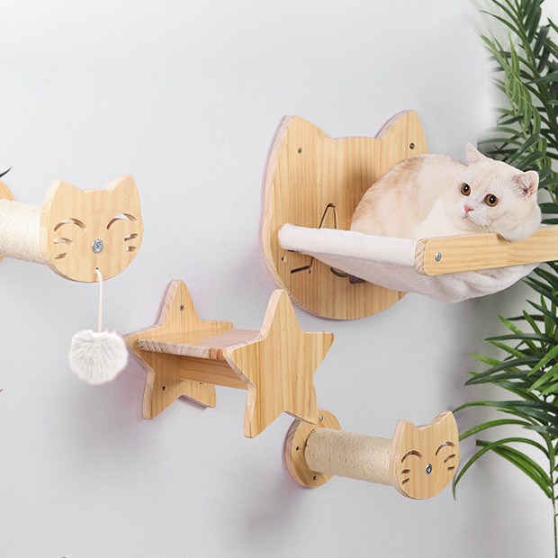 Diy Cat Climbing Frame Solid Wood Cat Wall Hanging Cat Litter Post Cat ...