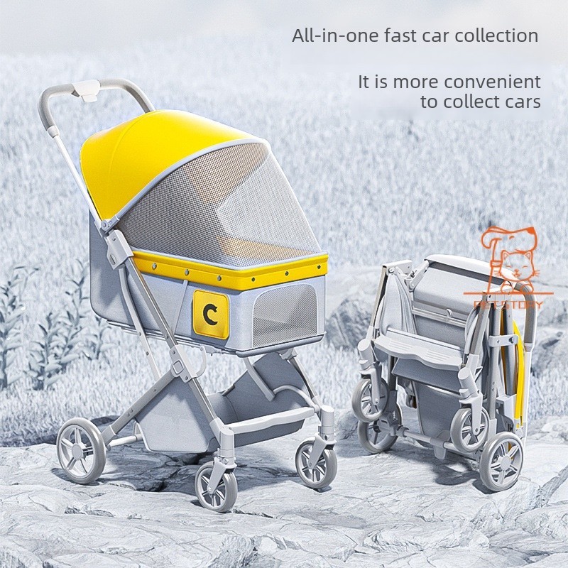 Pet Stroller Dog Cat Outing Trolley Detachable Foldable Lightweight ...