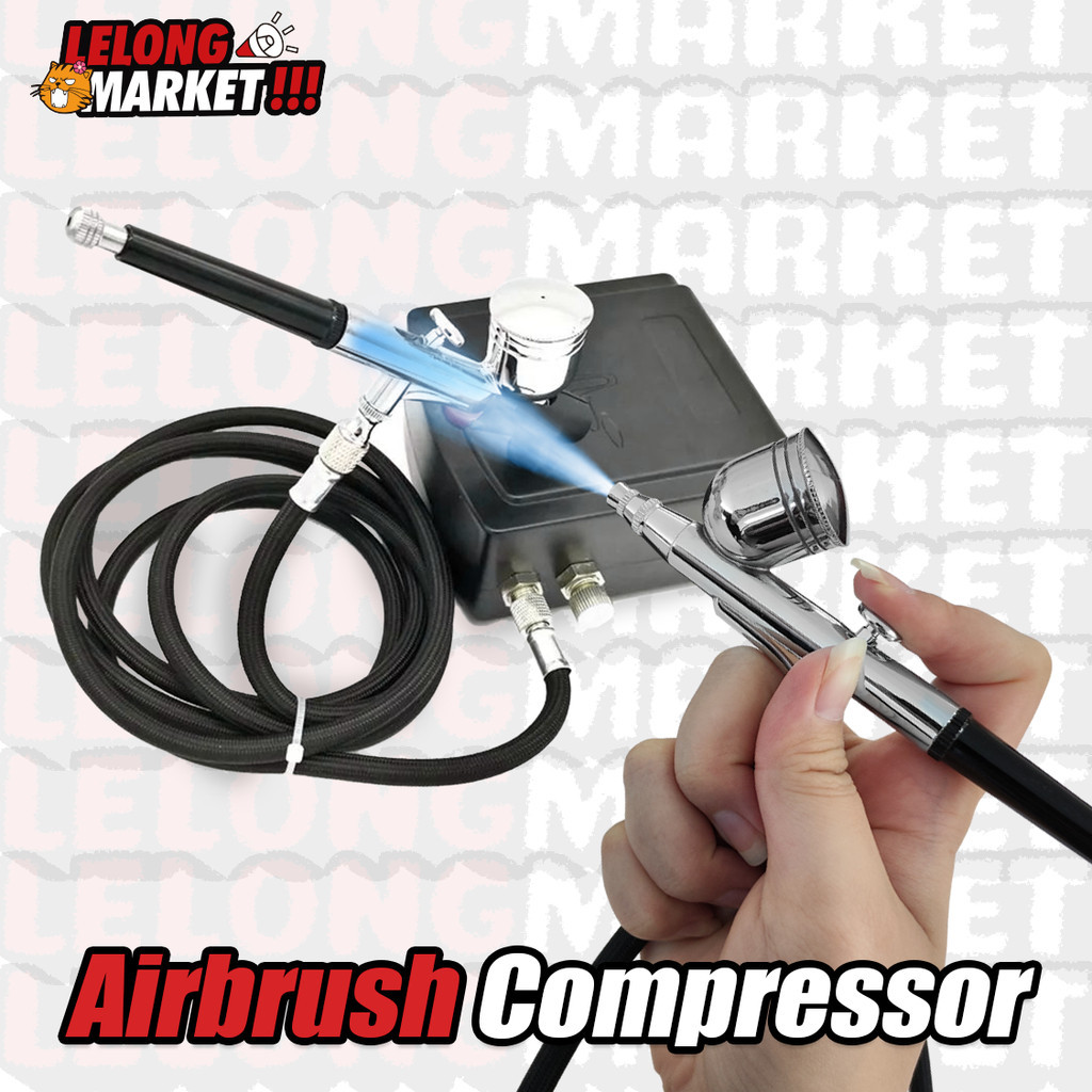 25 PSI Airbrush kit with Mini Air Compressor 0.3mm Air Brush Sprayer ...