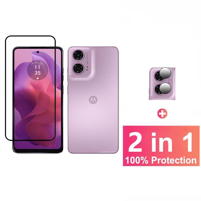 2 in 1 Tempered Glass for Moto G24 Screen Protector for Motorola Moto ...