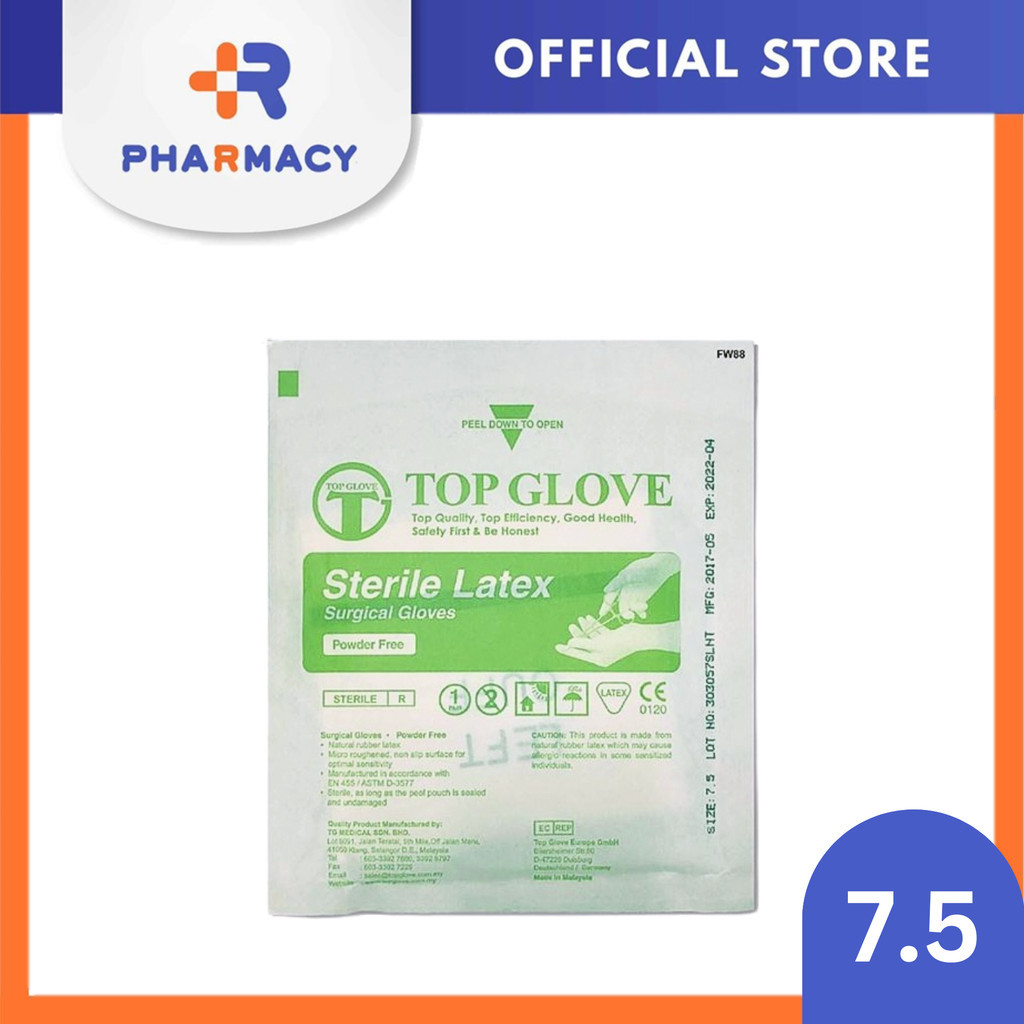 R Pharmacy | Top Glove Sterile Latex Surgical Gloves Powder Free Size 7 ...
