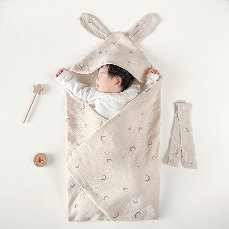 Ins four-layer gauze baby wrapped in summer thin wrinkled cotton baby ...