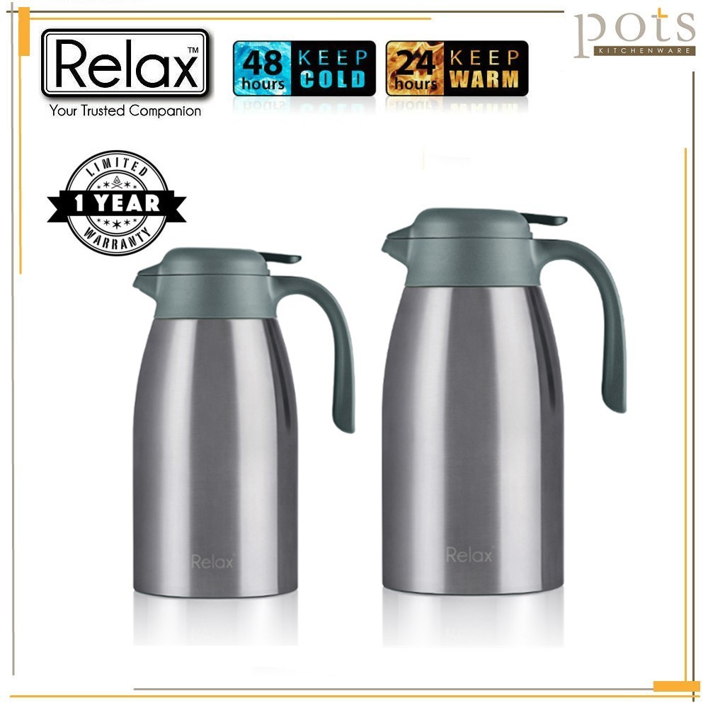 Relax SUS304 Stainless Steel Thermal Jug Thermos Carafe Keep Warm Cold Jug Tahan Panas保温壶 ...