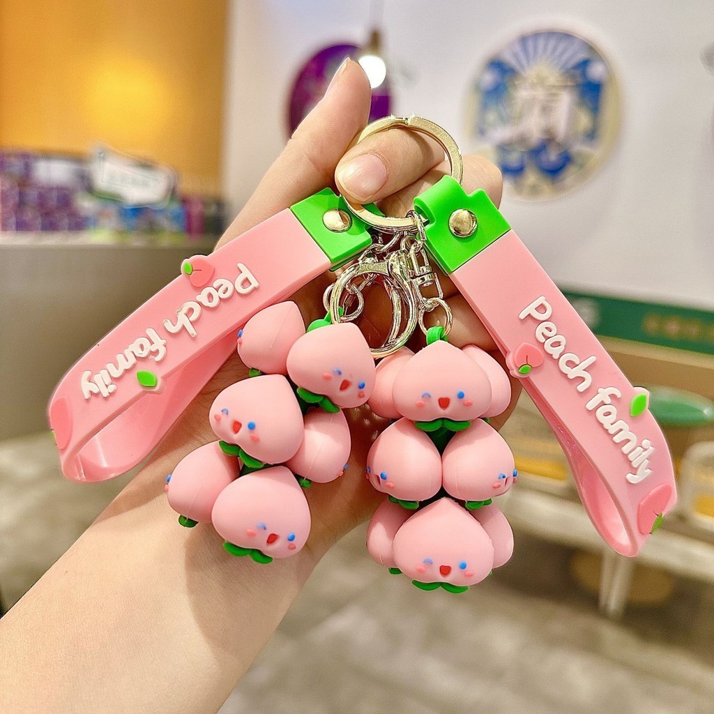 Creative Peach Stacking Music Keychain Pendant Car Bag Keychain Pendant ...