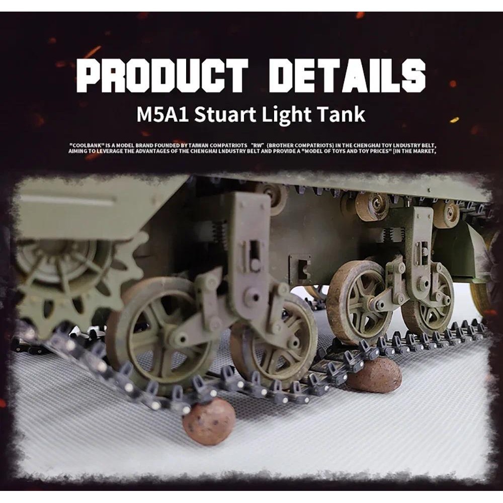 1/16 RC Tank U.S. M5A1 Stuart Light Tank Model 2.4G Military Vehicle Remote Control Crawler ...