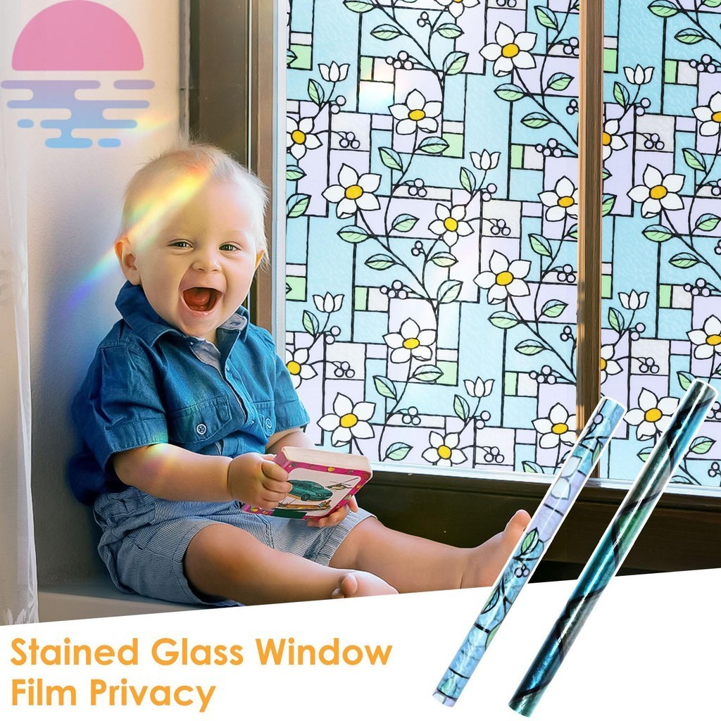 Stained Glass Window Privacy Film Static Cling Frosted Window Film ...