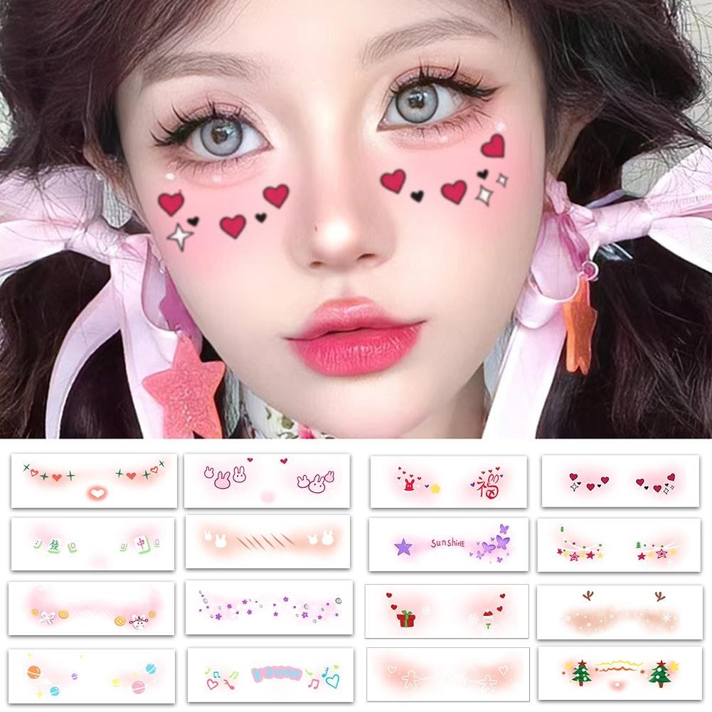 New Year Makeup Face Stickers Cute Sweet Temporary Tattoo Sticker ...