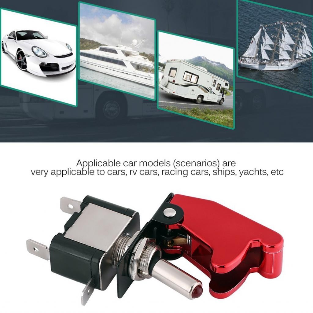 Wowowi 12V 20A Racing Car Red Cover LED Light SPST Toggle Rocker ...