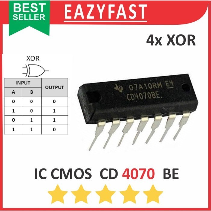 Ic CMOS CD 4070 BE DIP XOR Logic Gate CD4070BE CD4070 4070BE CD HD HCF ...