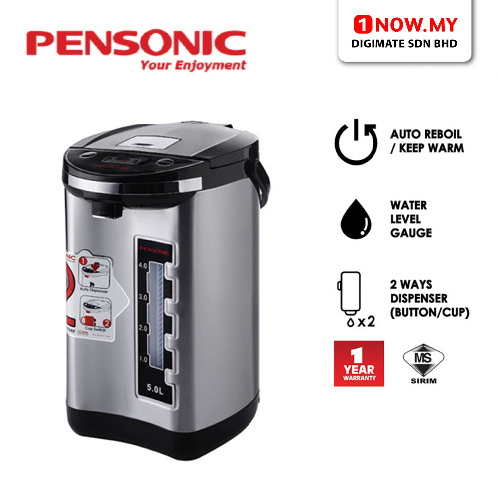 PENSONIC 5L Thermo Pot PTF-5003 | Stainless Steel Inner Pot Water Boiler Pemanas Air Periuk ...