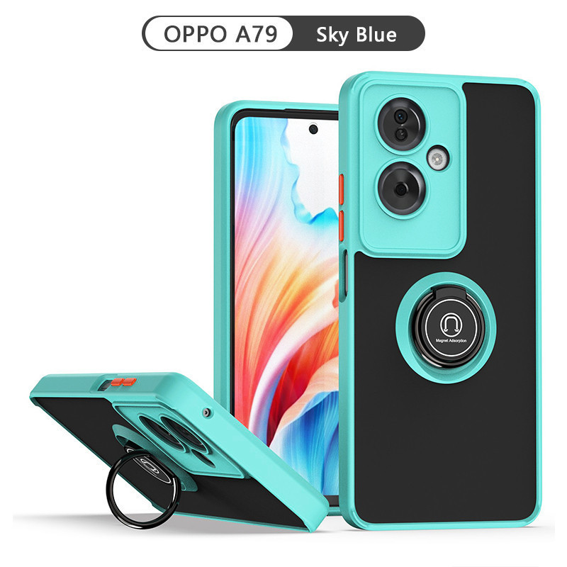 Casing for OPPO A79 5G Case A59 A58 A78 A98 5G Hard Acrylic Ring Stand ...