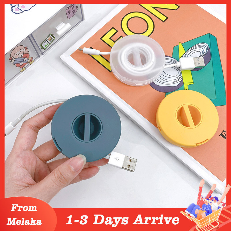 Portable USB Cable Storage Box Wire Cable Organizer Rotatable Earphone ...