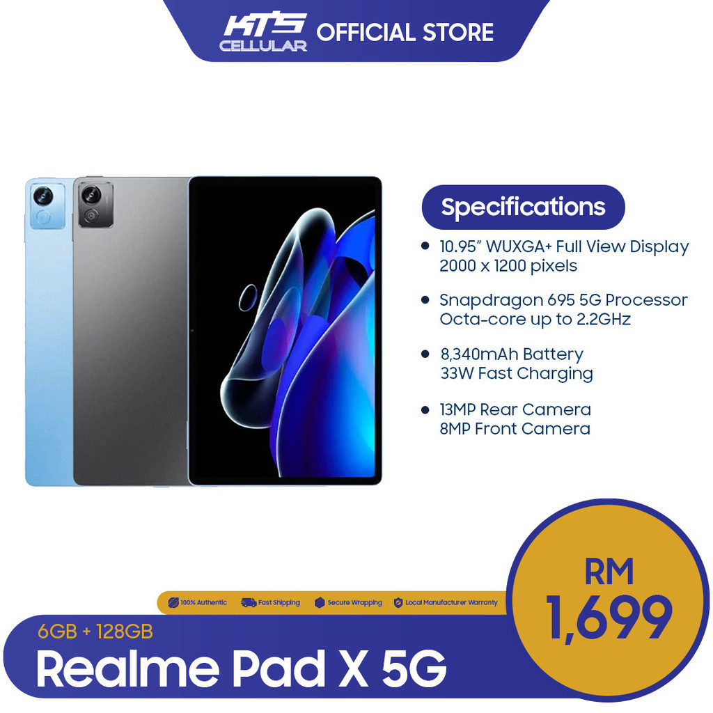 Realme Pad X 5G (6GB+128GB) Tablet - Original 1 Year Warranty by REALME ...