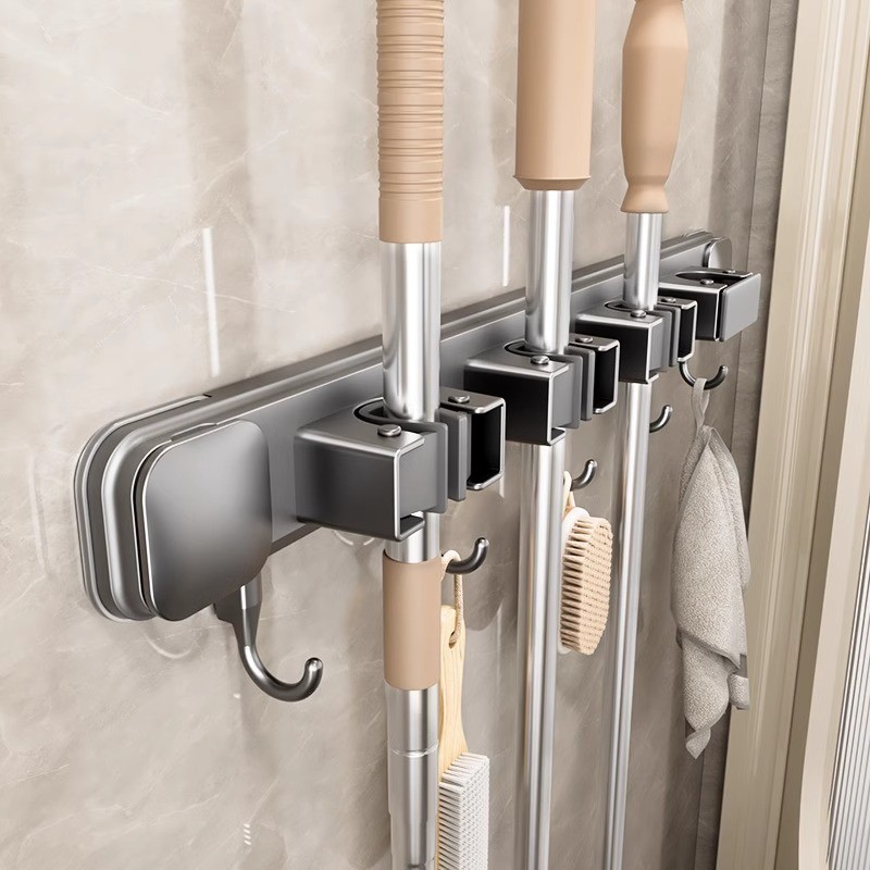 Suction Cup Broom Clamp, No Drill Multi-Holder Broom Mop Rack for ...