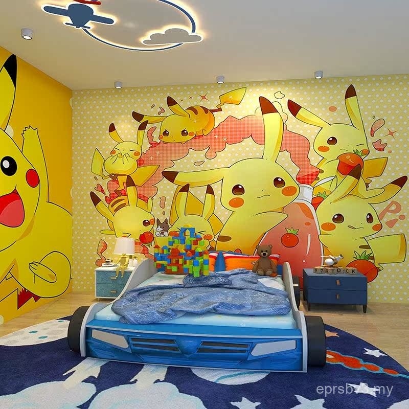 Kertas Dinding Pikachu Lukisan Latar Belakang Kain Dinding Pokemon ...