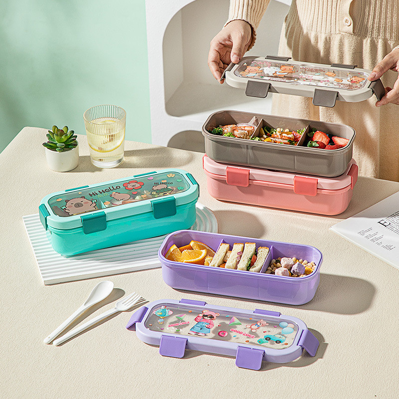 304 Stainless Steel Cartoon Double-Grid Lunch Box Double-Grid Bento Box ...