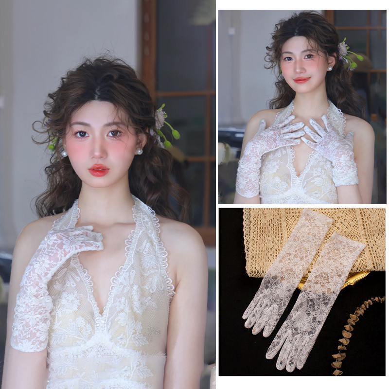️ 2025 baju nikah perempuan sarung tangan muslimah Vintage Lace Flower ...