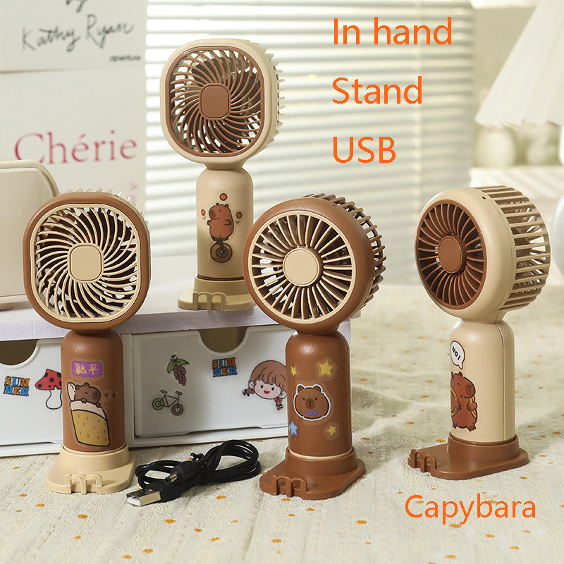 Creative Cartoon Capybara Sticker DIY Charging USB Small Fan Summer ...