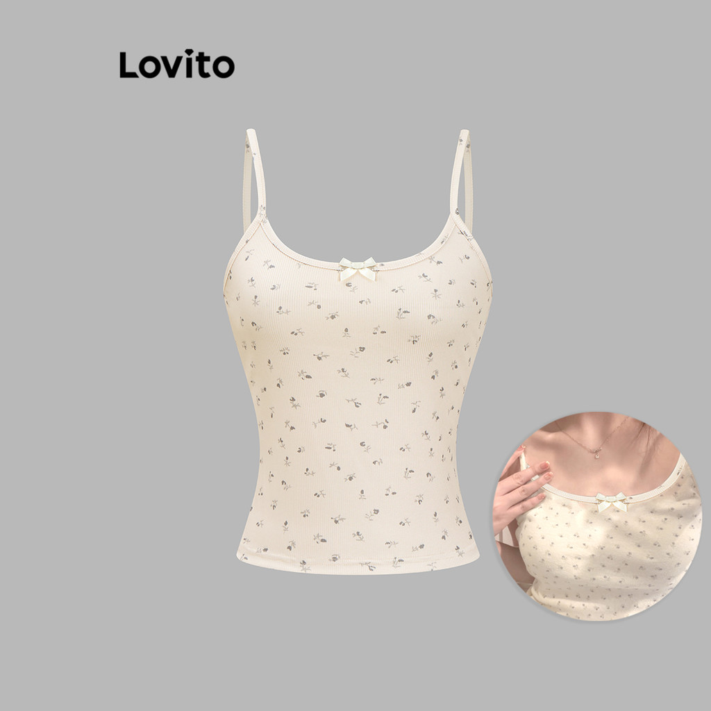 Lovito Cute Plain Bow Front Tank Top for Women L122AD032 | Shopee Malaysia