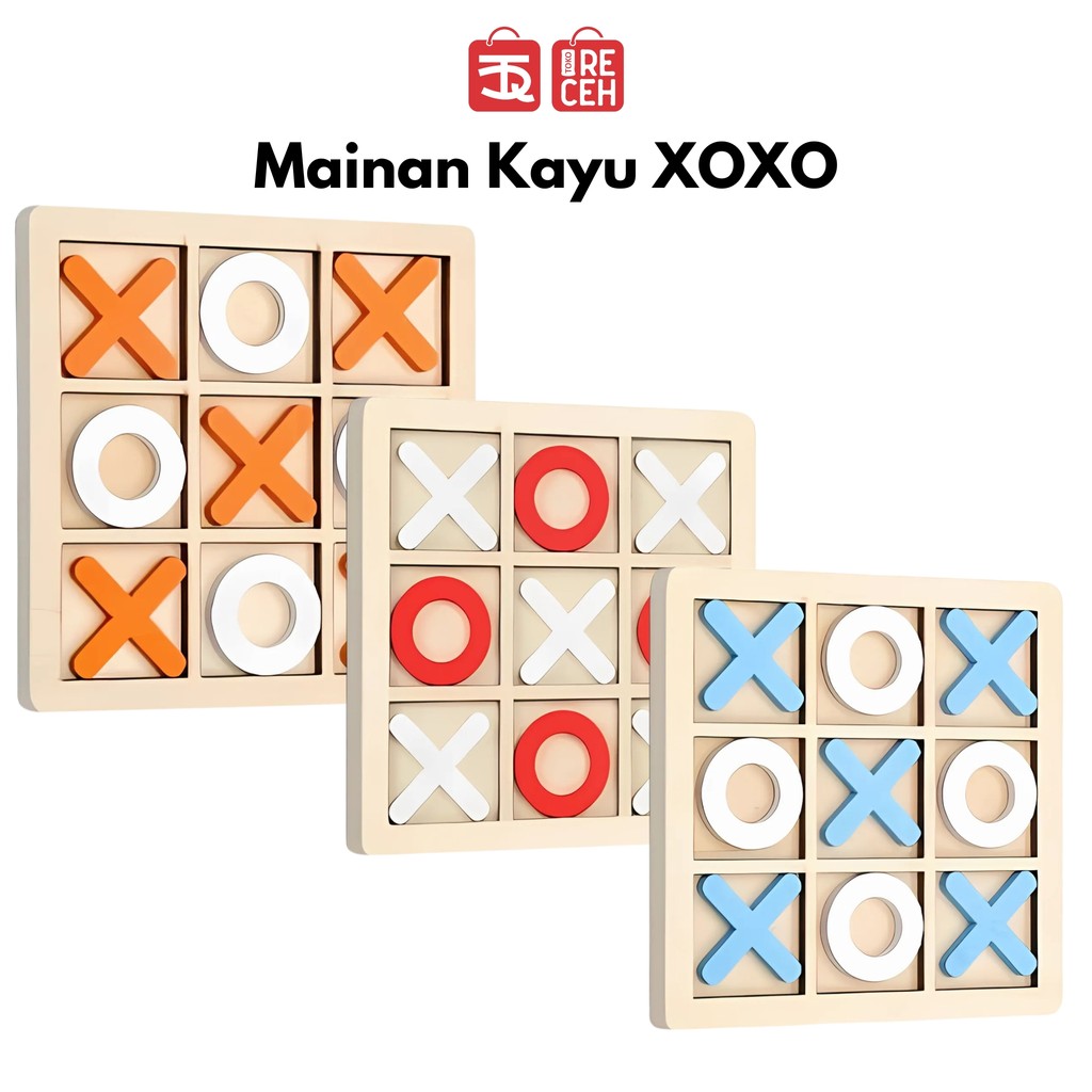 KAYU Tokorecehofficial XOXO Wooden Puzzle Educational Toy Tic Tac Toe ...