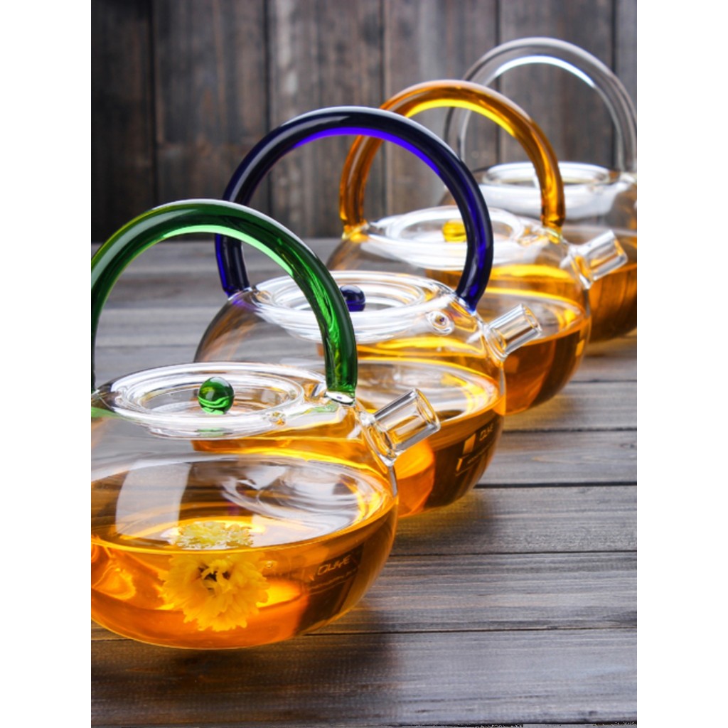 Cerek Kaca dengan Pemegang, Set Teh Kaca Tahan Suhu Tinggi Tebal ...