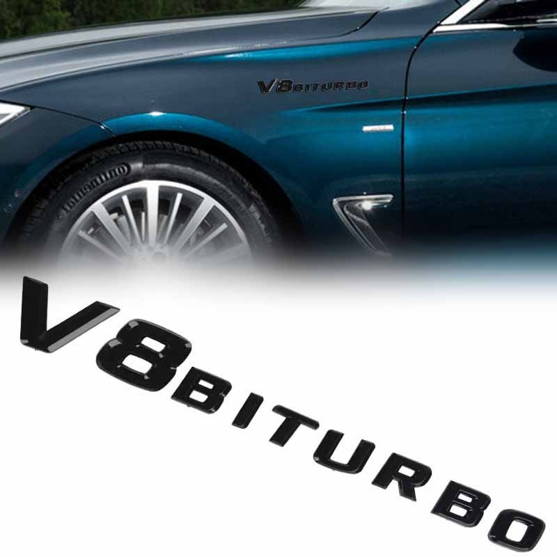 ABS V8 BITURBO Car Side Emblem Badge Sticker Decal for Mercedes Benz ...