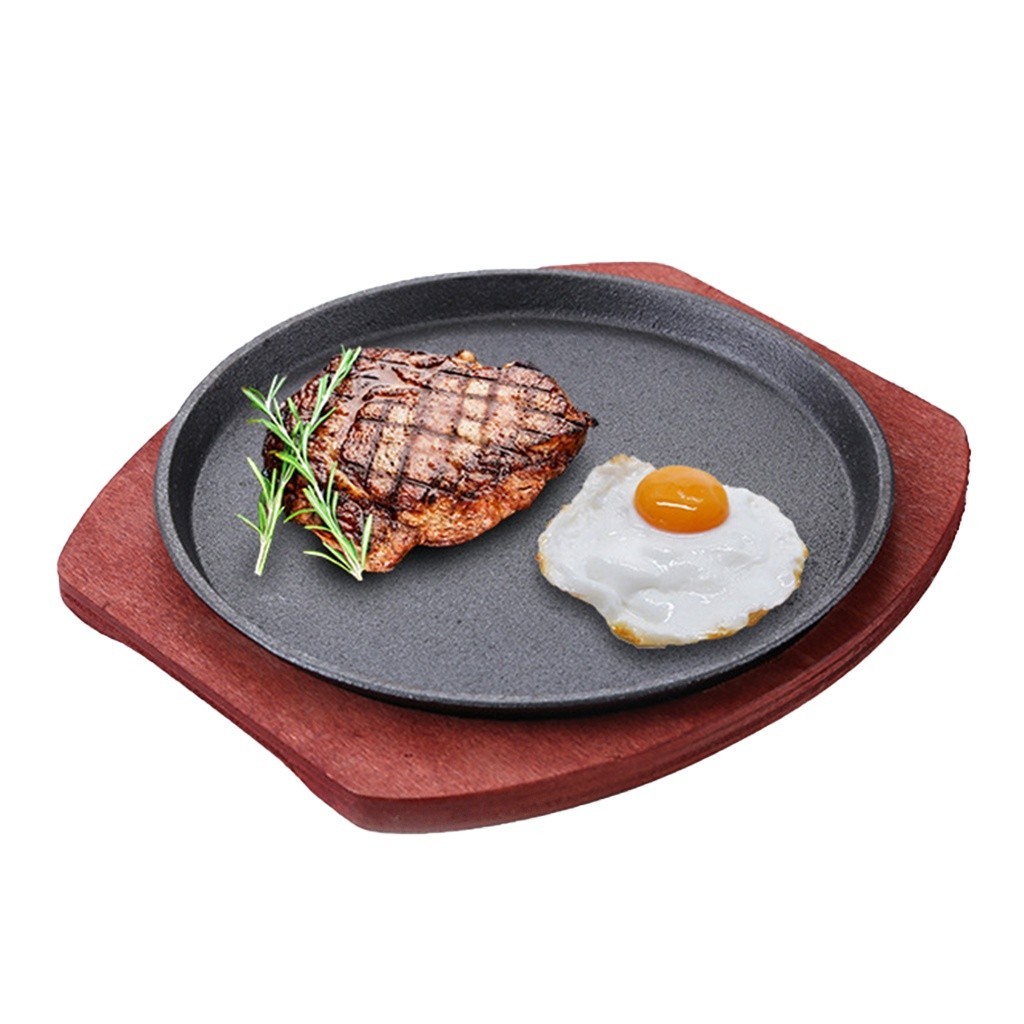 Honcer Kitchen Sizzling Plate Tray Food Warmer Oval with Handle 1 Set ...