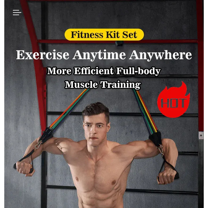 [Fitness essentials] 11-piece high elastic tension rope/tension tube ...